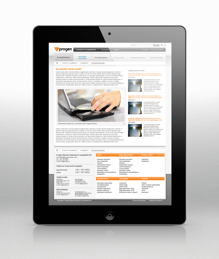 Progen vállalati portál - OANDER Development Kft.